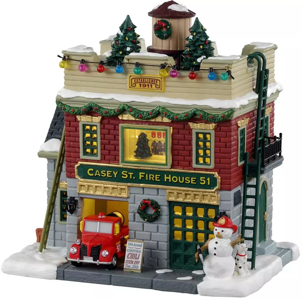 Lemax casey st. firehouse 51 verlicht kersthuisje Jukebox Junction 2023 ...