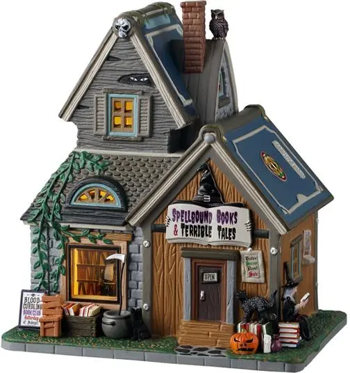Lemax spellbound books & terrible tales verlicht huisje Spooky Town ...